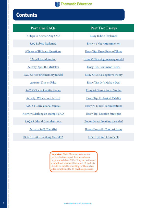 IB Psychology - Exam Answers - Paper One – Themantic Education
